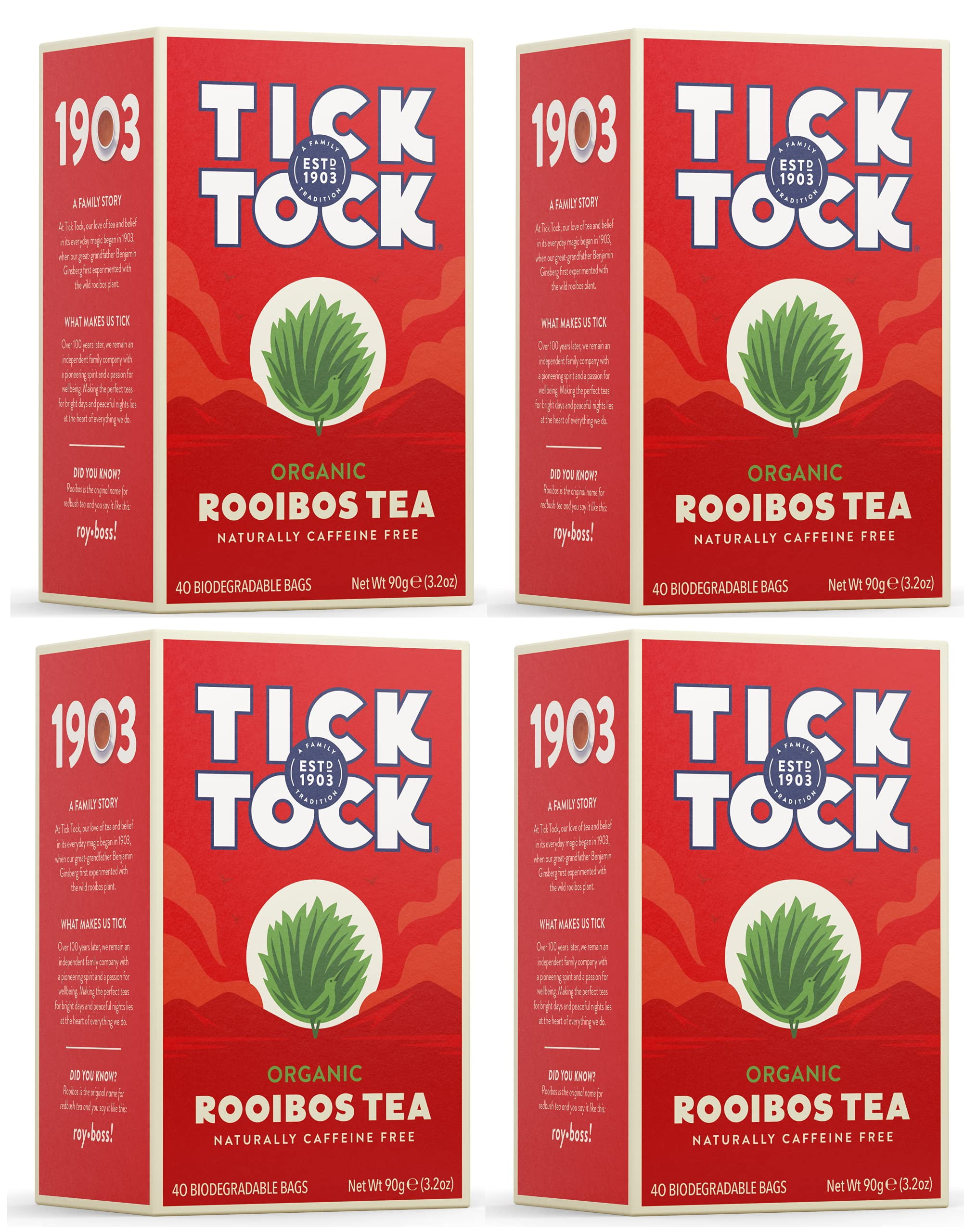 TICK TOCK TEAS Organic OIF8 Rooibos Tea, Original, Naturally Caffeine ...