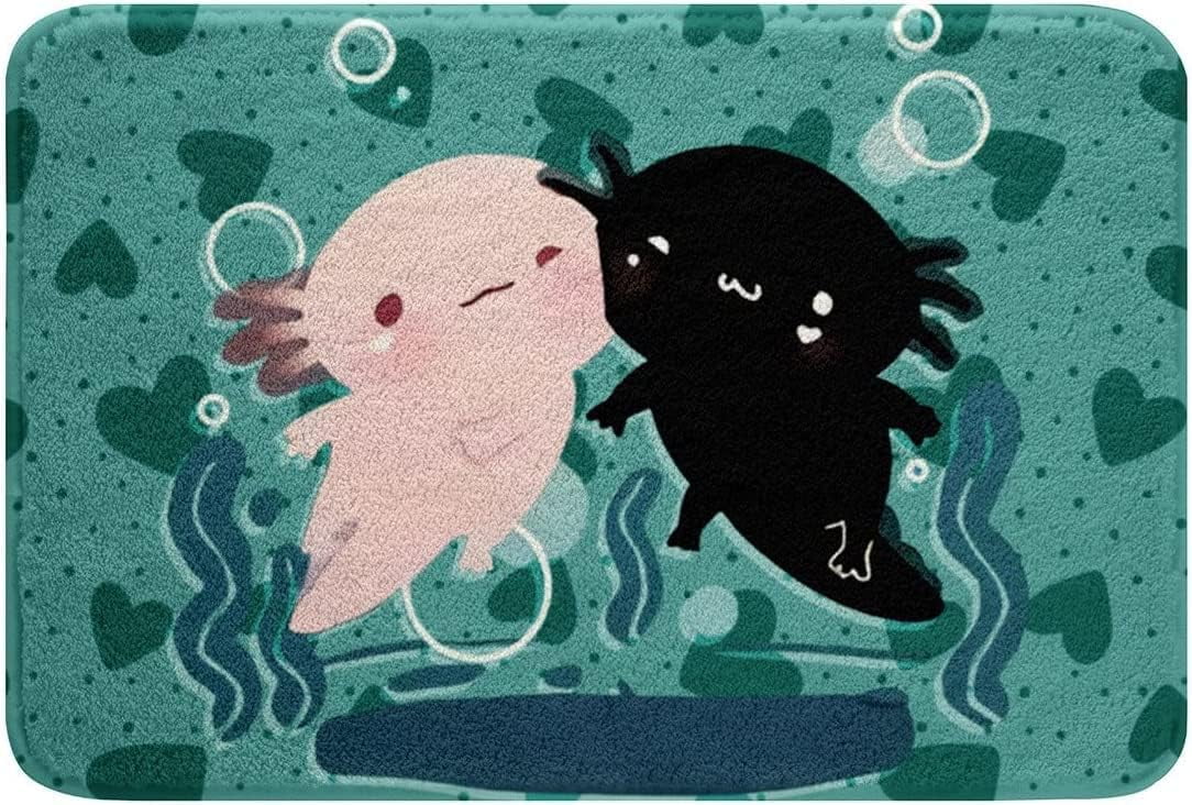 TICKPOT Bathroom Rugs Axolotl Kawaii Rug Mat,Axolotl Lovers Plush Decor ...