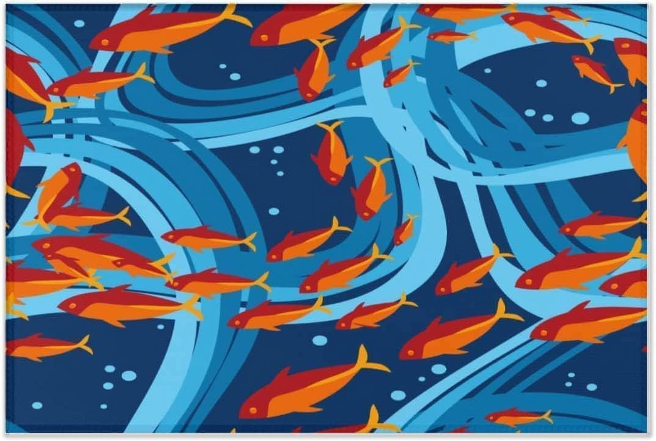 TICKPOT Bottom Fish Abstraction Bathroom Non-Slip Mats,Funny Doormat ...