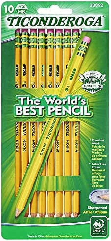 TICONDEROGA Pencils, Wood-Cased, Pre-Sharpened, #2 HB Soft, Yellow, 10 ...