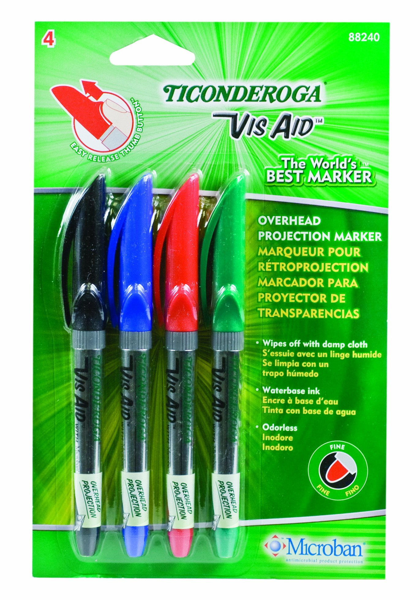 TICONDEROGA Vis-Aid Overhead Projector Transparency Markers, Fine Point ...
