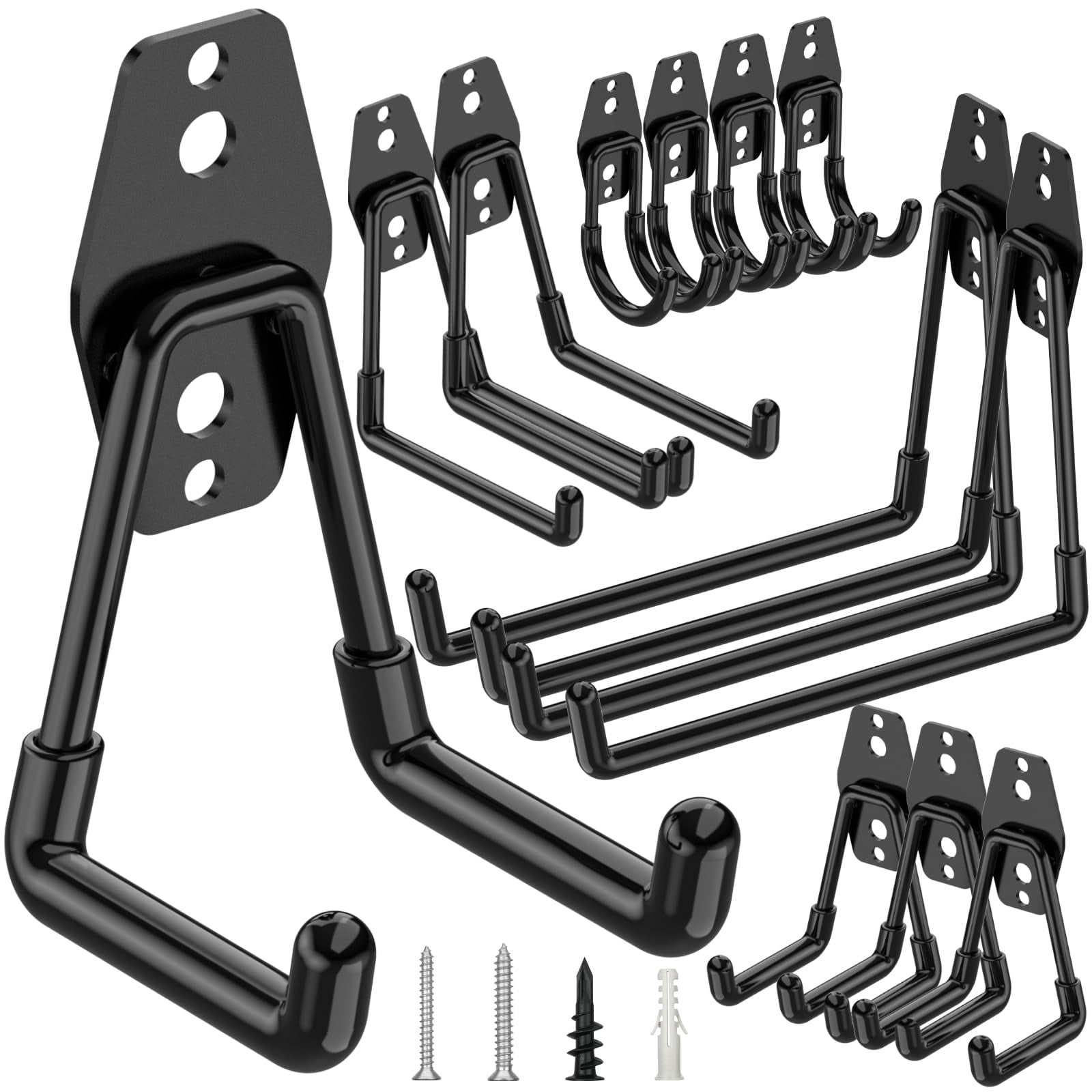 TICONN 12 Pack Heavy Duty Garage Hooks, Steel Utility Wall Storage ...