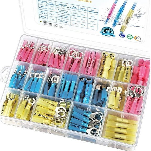 168 count Heat Shrink Wire Connectors Kit- Electrical Crimp Terminals ...