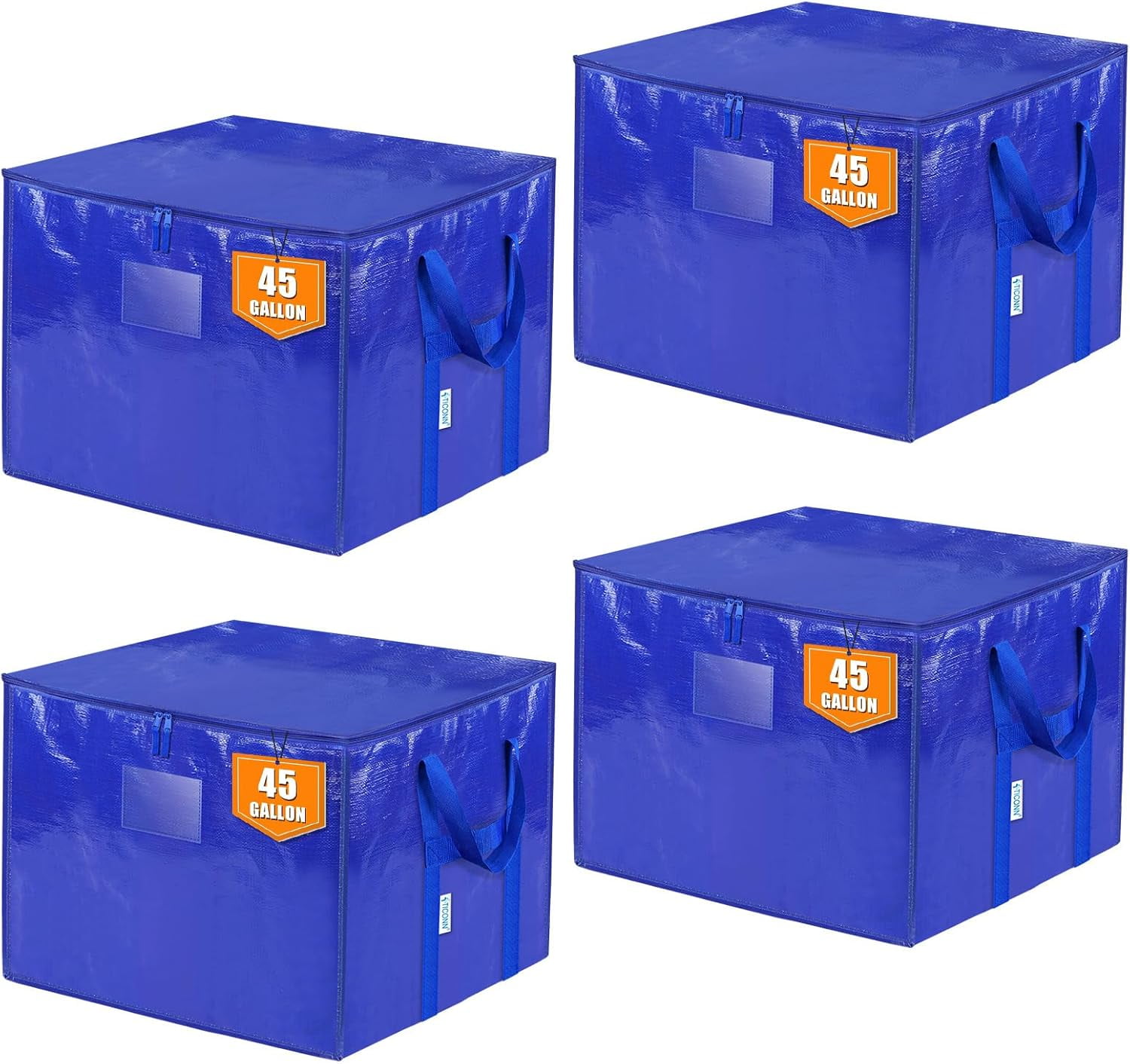 TICONN 4 Pack Extra Large Moving Bags with Zippers & Carrying Handles ...