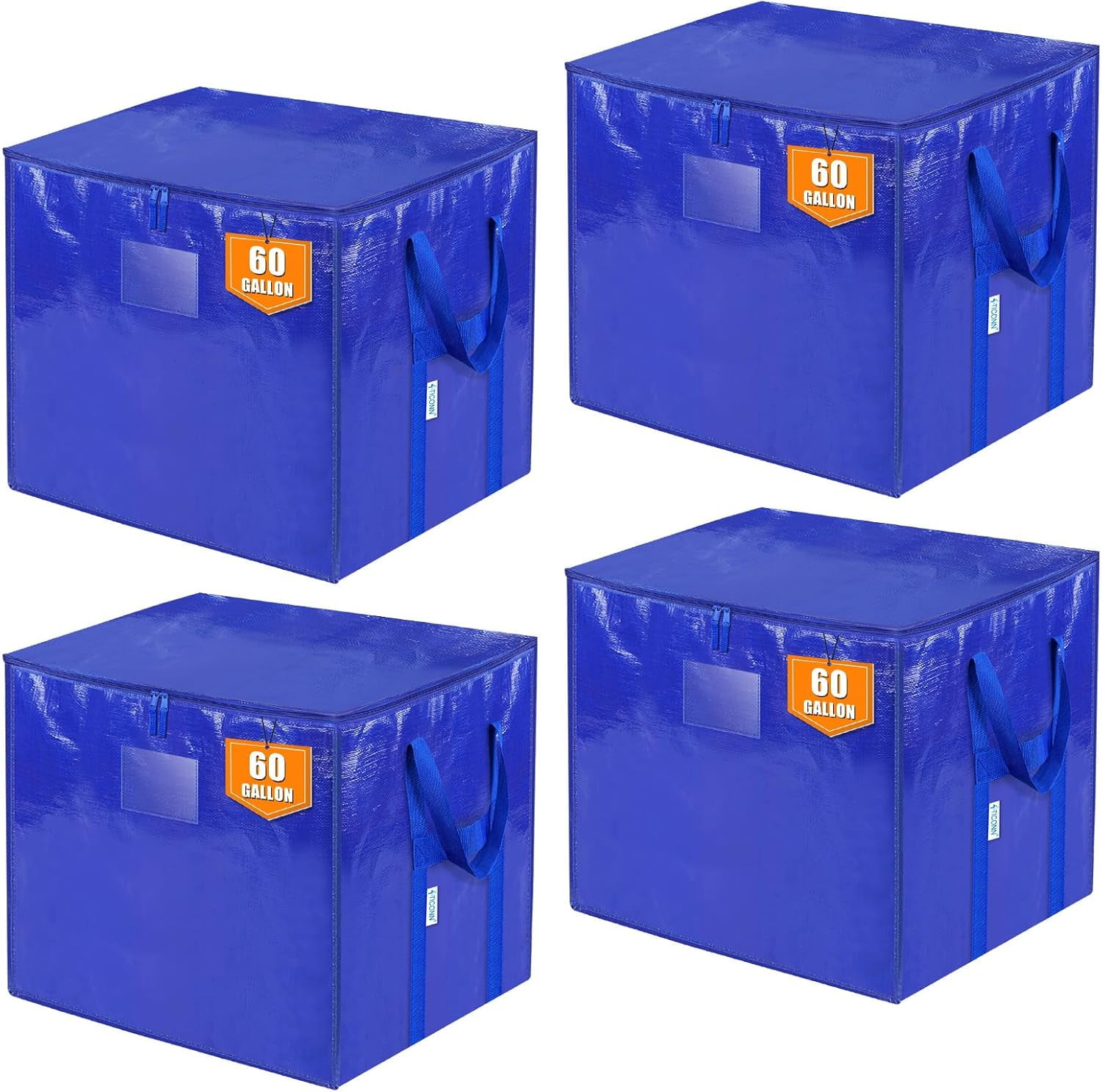 TICONN 4 Pack Extra Large Moving Bags with Zippers & Carrying Handles ...