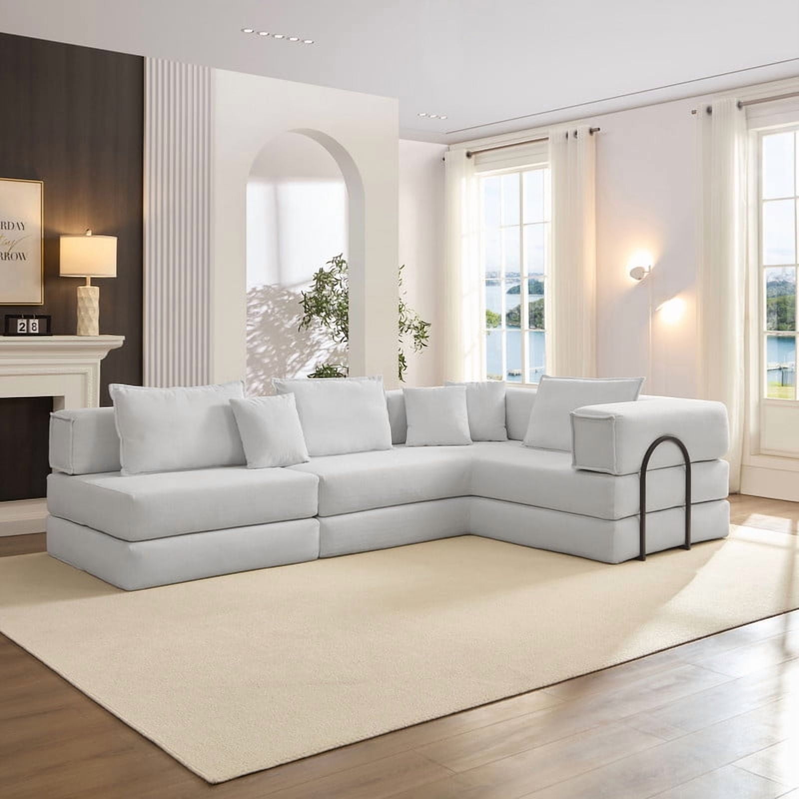 TICOZE 118.2 Inch Oversized Upholstered Sectional Sofa Set, Modular L ...