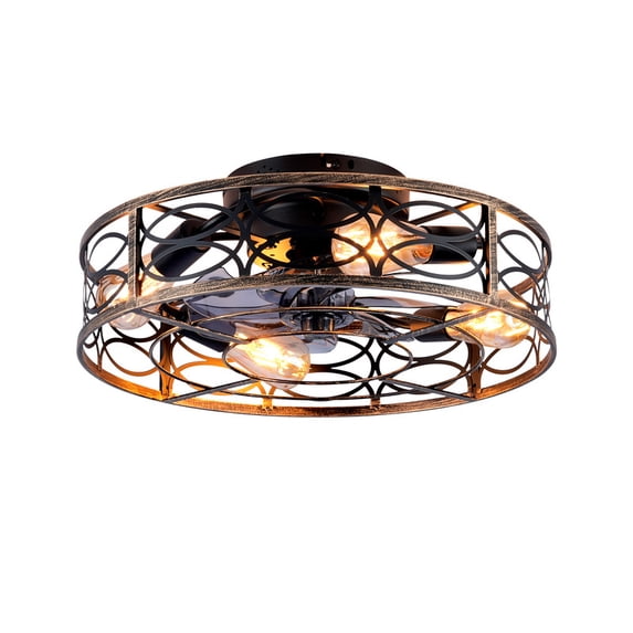 TICOZE 20 Inch Low Profile Caged Ceiling Fan with Lights and Remote ...