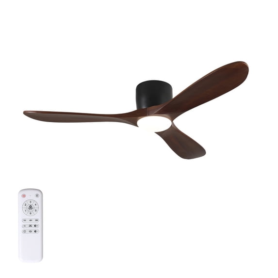 TICOZE 52" Flush Mount Ceiling Fan with Light Remote Control 6 Speed ...