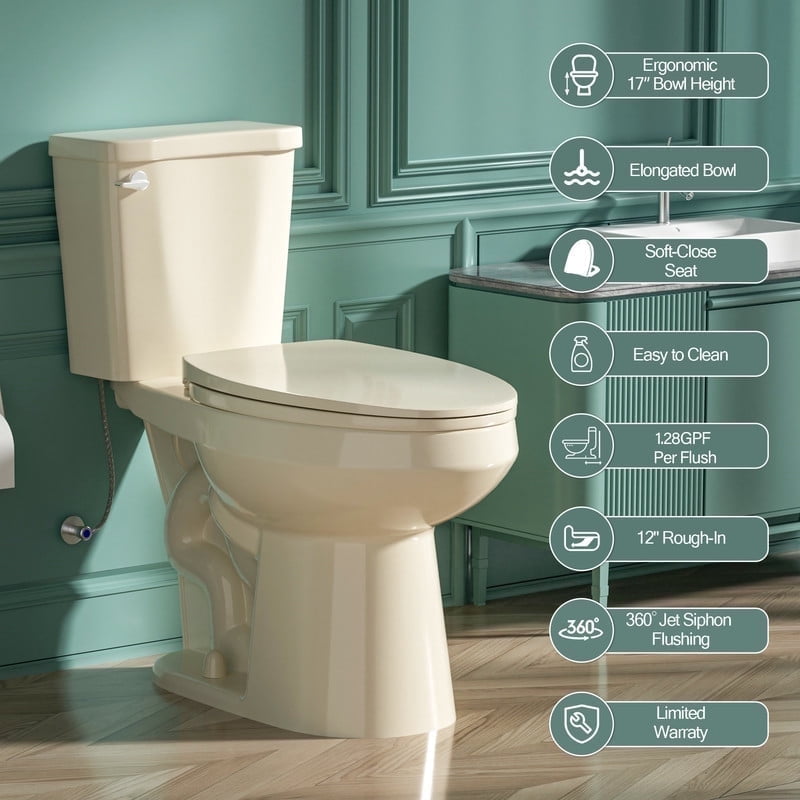 TICOZE Elongated Tall Toilet 17 Inch, ADA High Toilets for Bathroom ...
