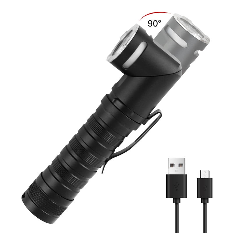 TICOZE Rechargeable LED Flashlight Right Angle 90 Degree Tactical ...
