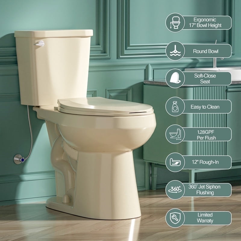 TICOZE Tall Toilet 17 Inch for Seniors, Extra High Toilet, Comfort Bowl ...