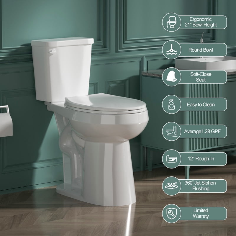 TICOZE Tall Toilet 21 Inch for Seniors, Extra High Toilet, Comfort Bowl ...