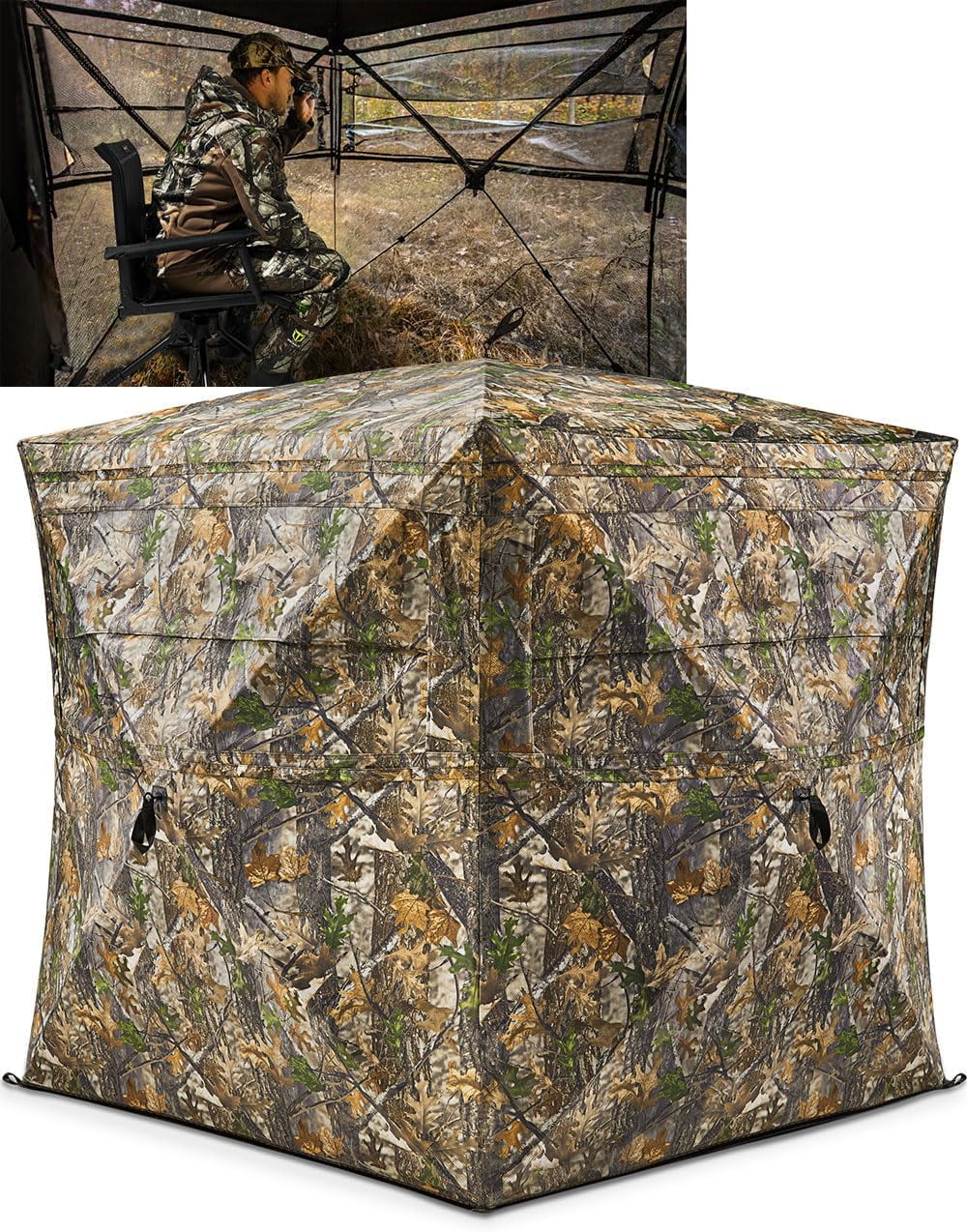 TIDEWE Hunting Blind See Through with Carrying Bag, 3-4 Person Pop Up ...