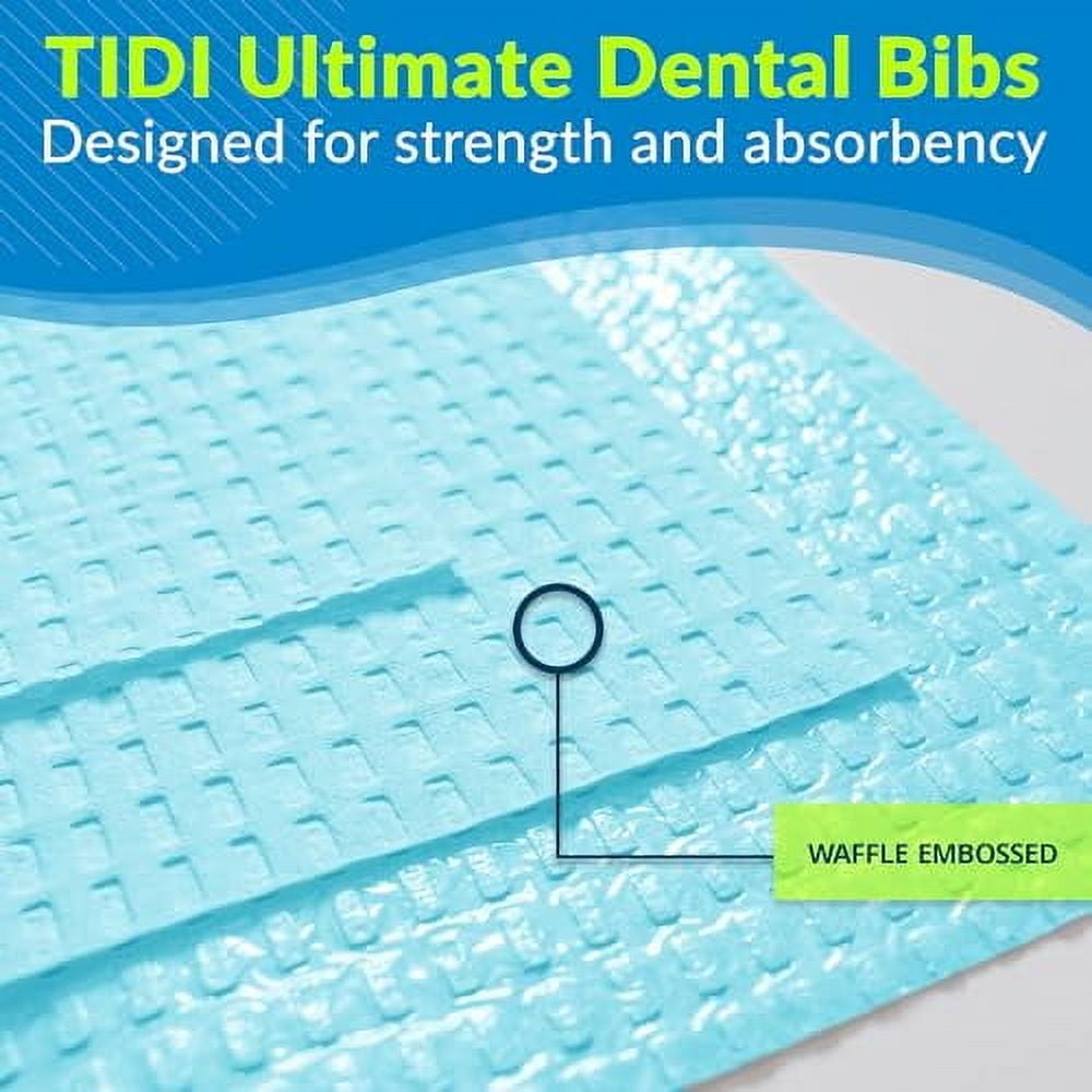 TIDI 917463 Choice Dental Bib, Blue, 3 Layers, 13” W x 18” L (Pack of ...