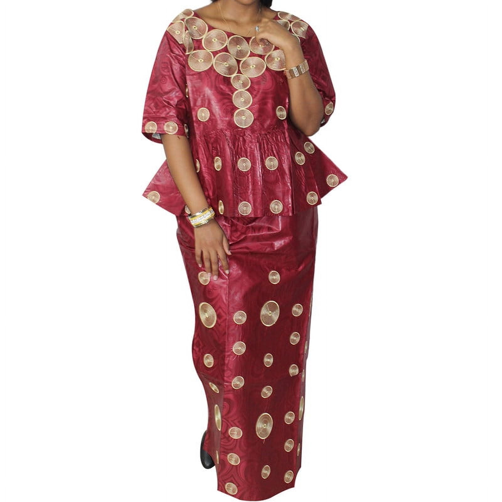 TIDOIRSA African Dress for Women Embroidery Ruffled Top with Wrap Maxi ...