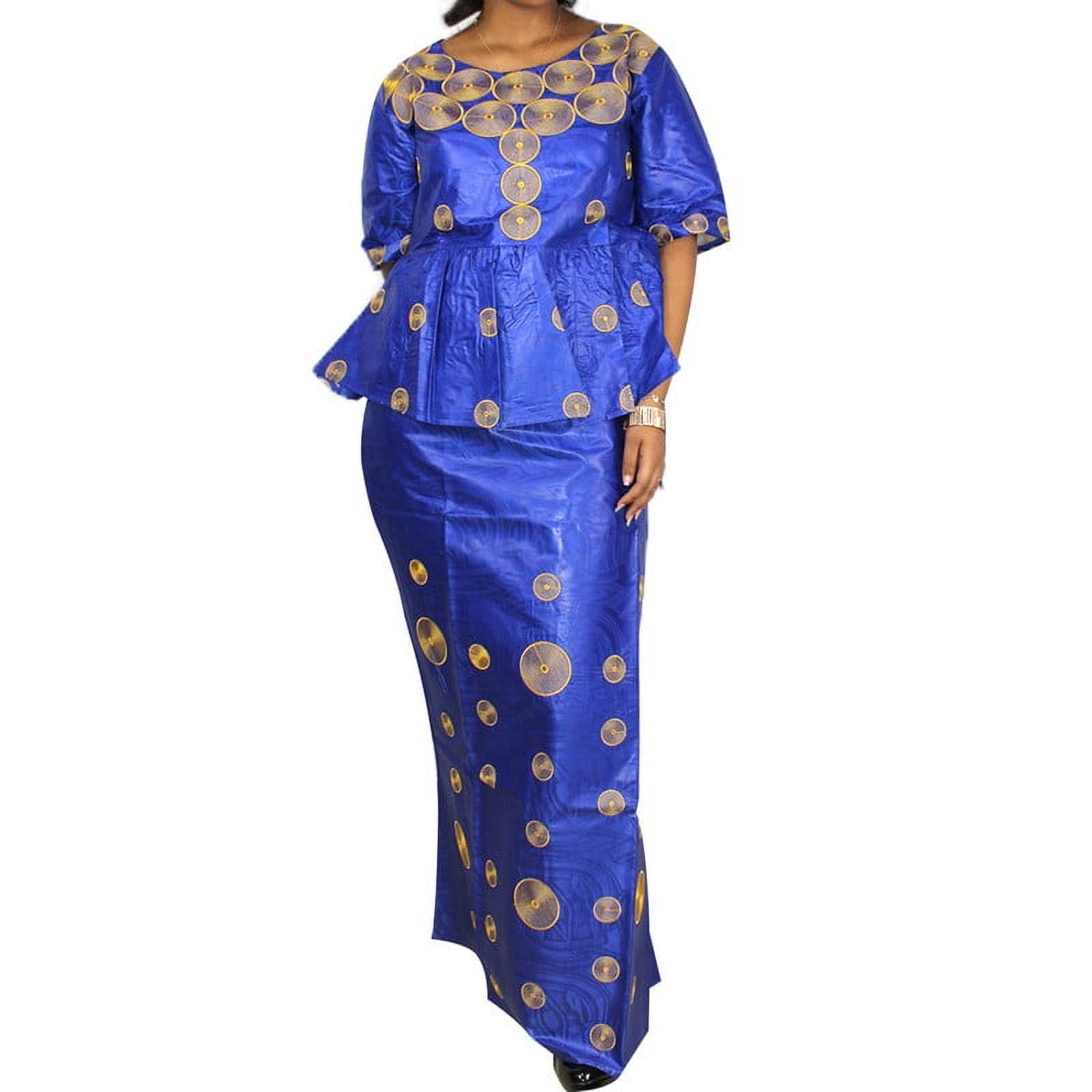 TIDOIRSA African Dress for Women Embroidery Ruffled Top with Wrap Maxi ...