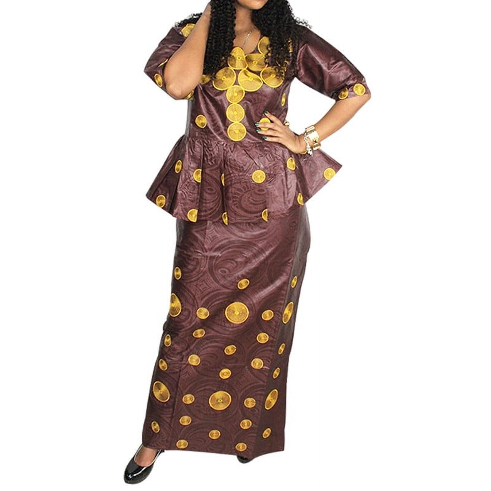 TIDOIRSA African Dress for Women Embroidery Ruffled Top with Wrap Maxi ...