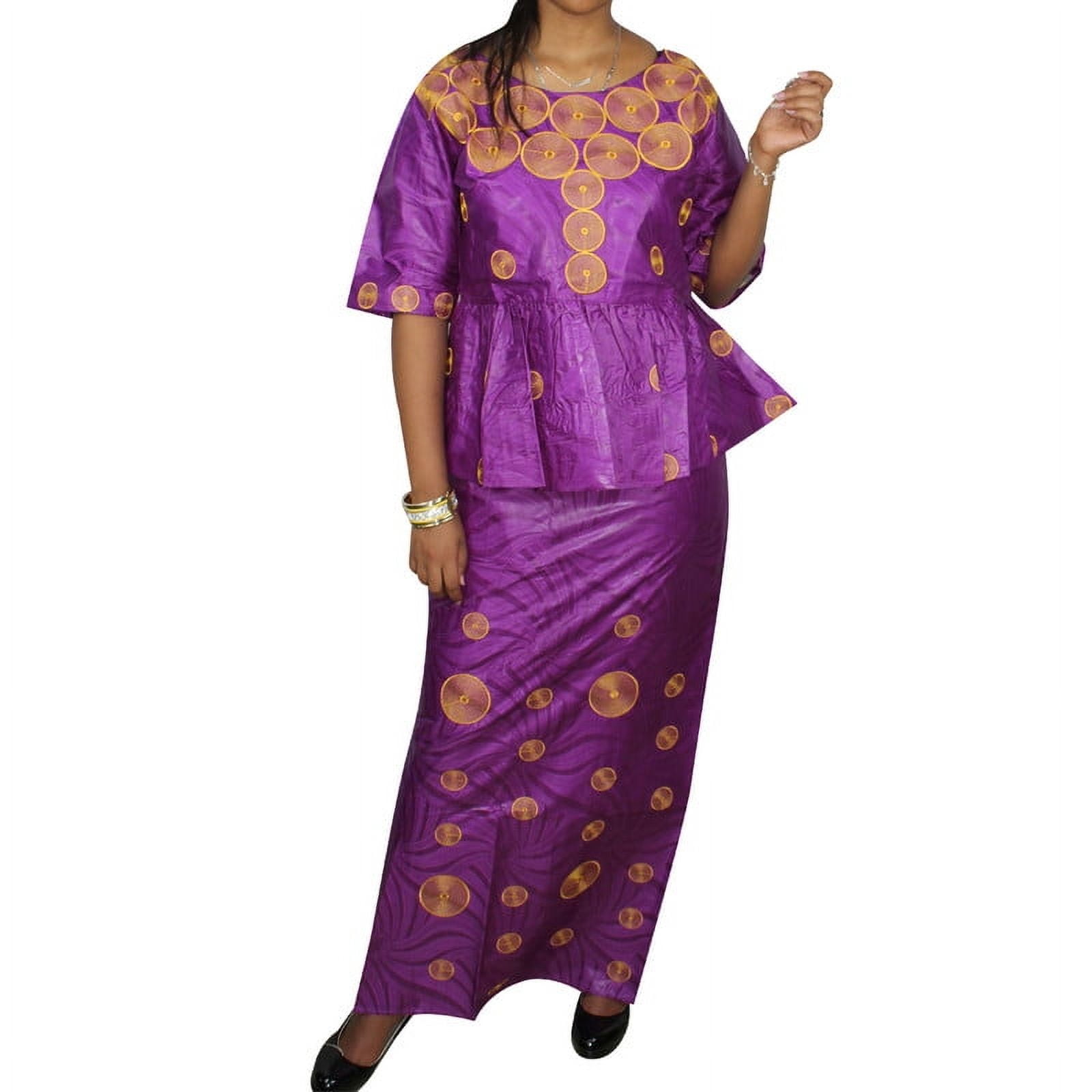 TIDOIRSA African Dress for Women Embroidery Ruffled Top with Wrap Maxi ...