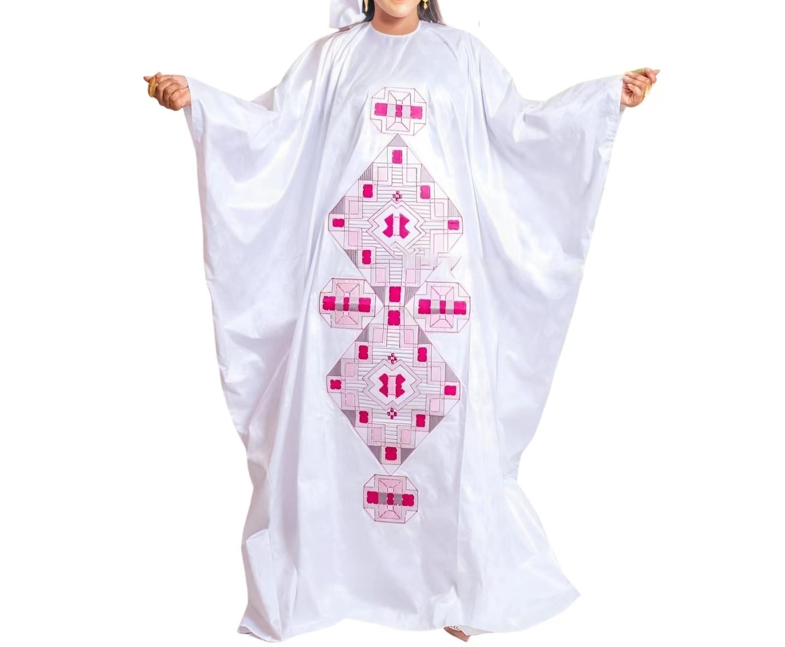 TIDOIRSA African Dresses for Women Batwing Crew Neck Embroidery Formal ...