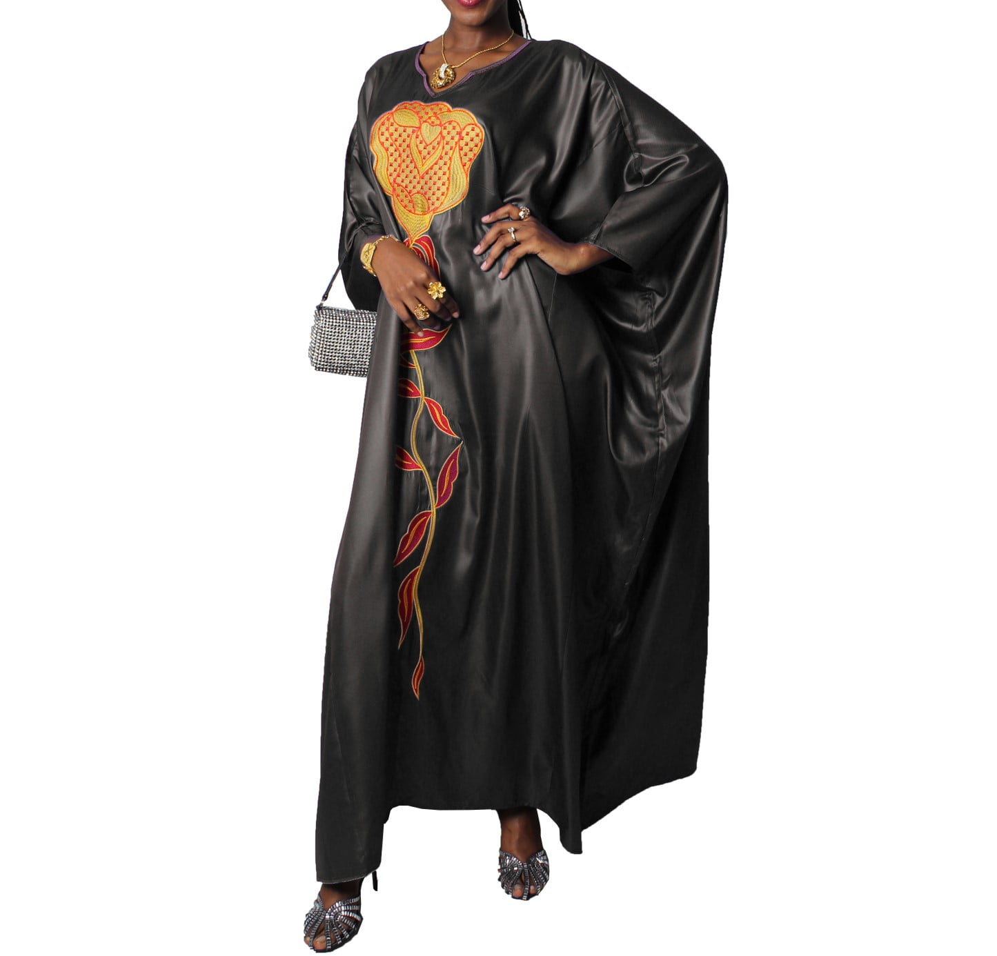 TIDOIRSA African Dresses for Women Embroidery Batwing Sleeve Formal ...