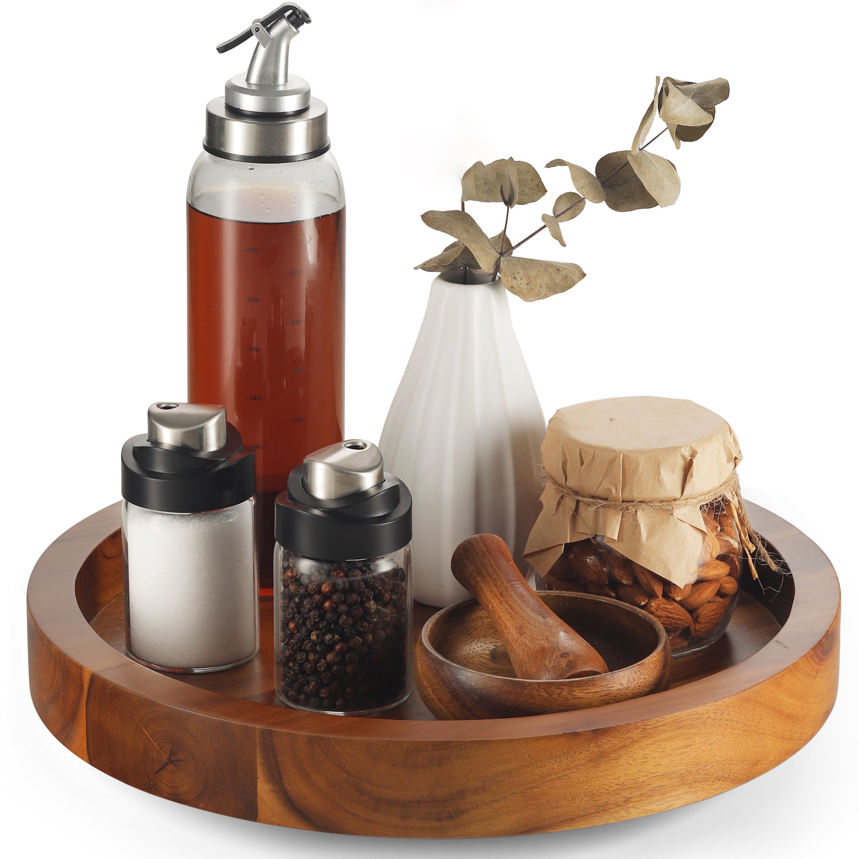 TIDTIA 13" Acacia Wood Lazy Susan Organizer for Cabinet - Round Lazy ...