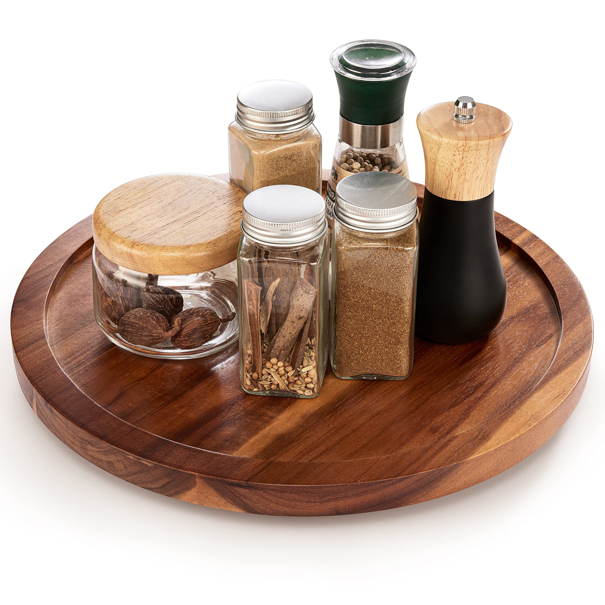 TIDTIA 13" Acacia Wood Lazy Susan Organizer for Cabinet - Round Lazy ...