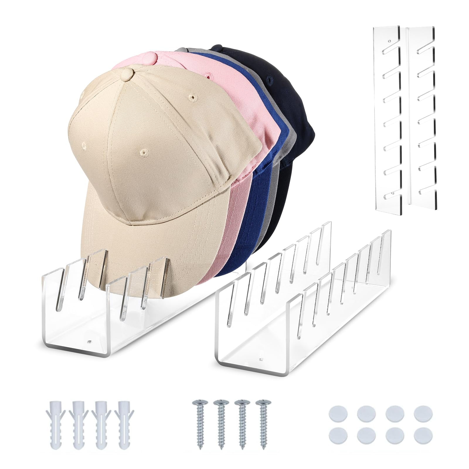 TIDY SAVANT Hat Organizer for Baseball Caps, 2 Pcs Acrylic Hat Rack ...