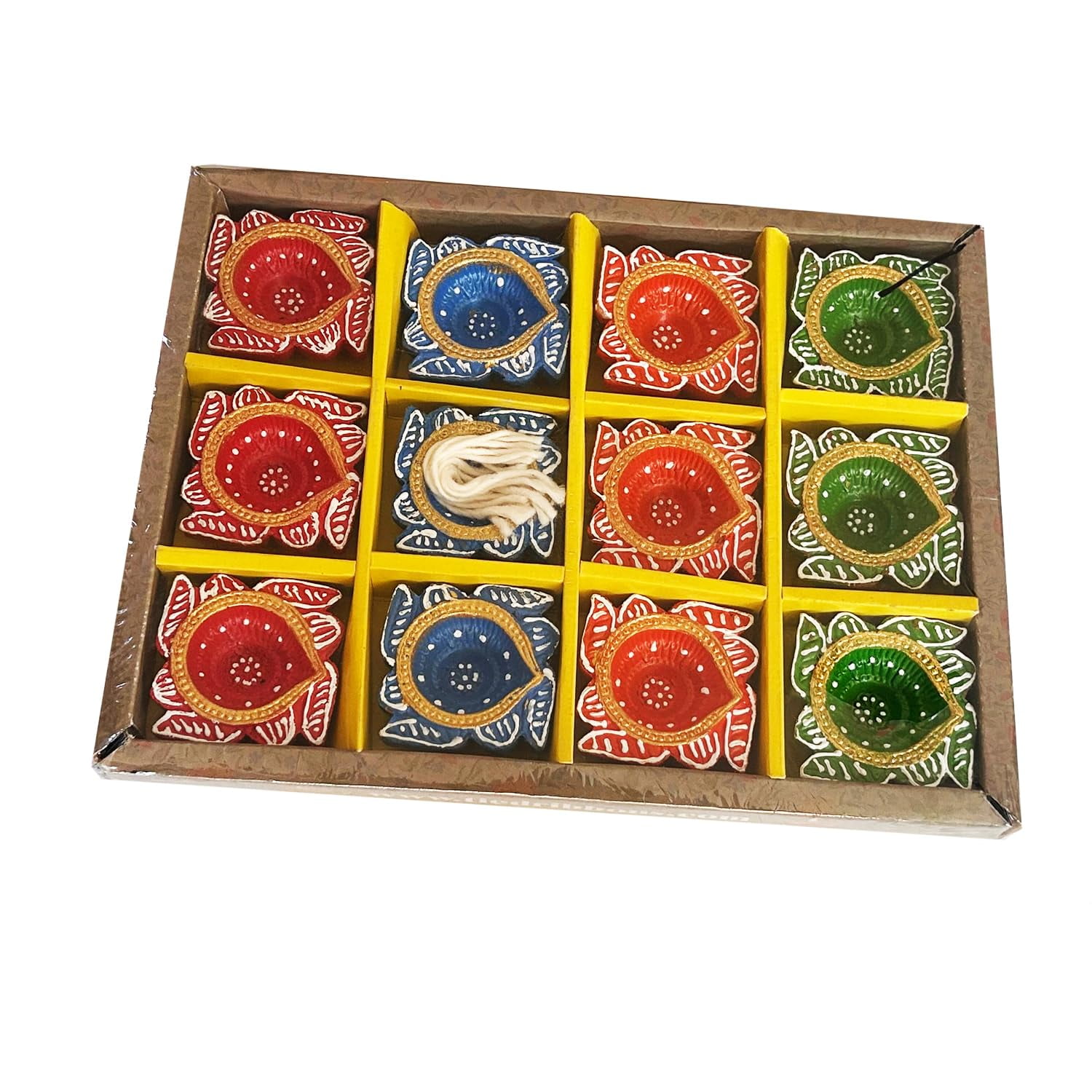 TIED RIBBONS 12 pcs Handmade Clay Diya for Diwali | Traditional ...