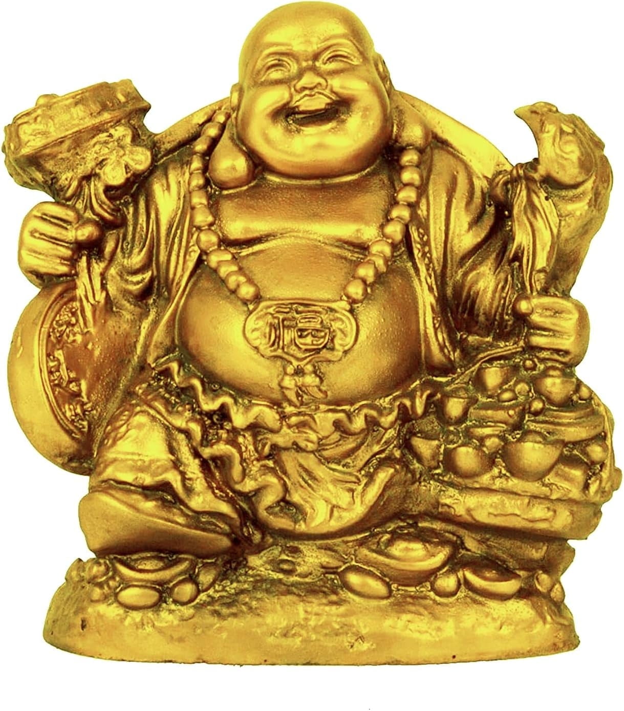 TIED RIBBONS Laughing Buddha Statue | Golden, Resin | 4.7 inch Height ...