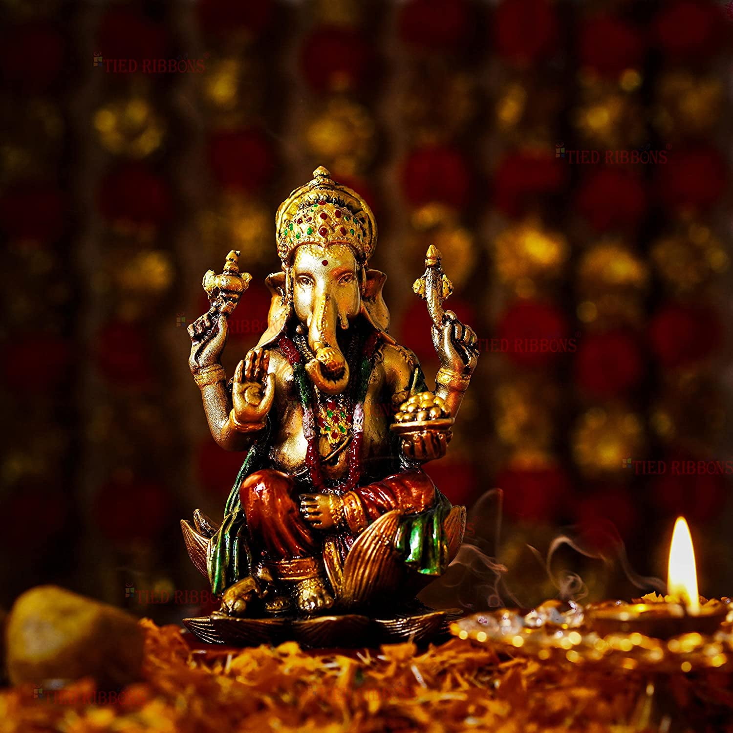 TIED RIBBONS Lord Ganesha Statue | Hindu Ganesha of Success Sculpture ...