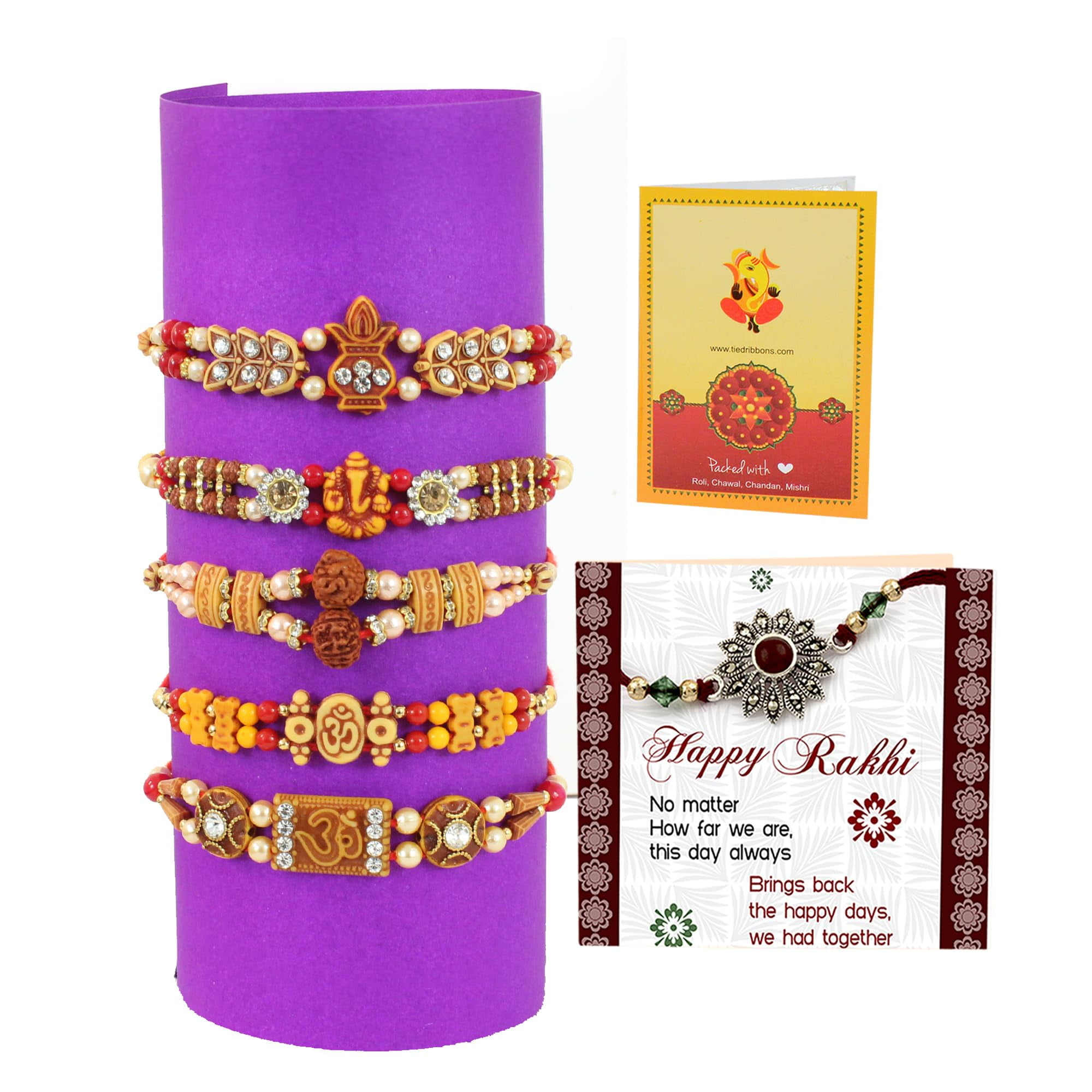 TIED RIBBONS Rakhi for Brother (Set of 5) | Mini Greeting Card | Roli ...
