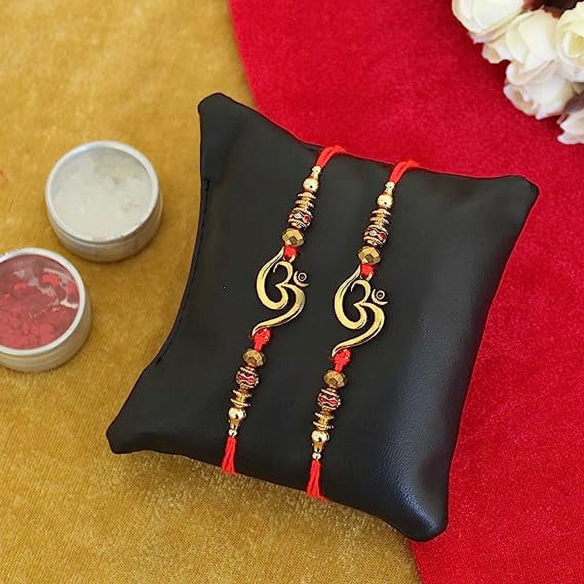 TIED RIBBONS Rakhi Set of 2 for Brother with Wishes Card, Roli Chawal ...