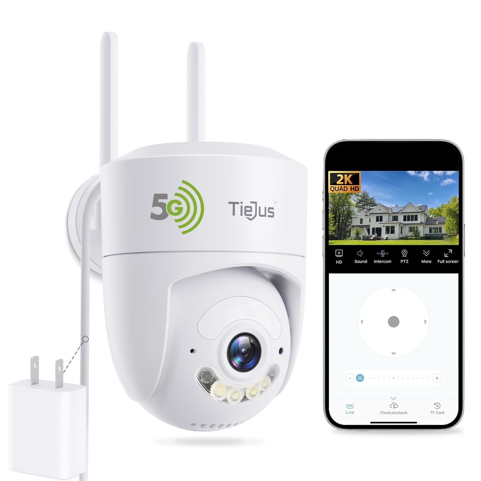 TIEJUS 5G Security Camera, 2K Wired for Home ,Outdoor, Motion Detection ...
