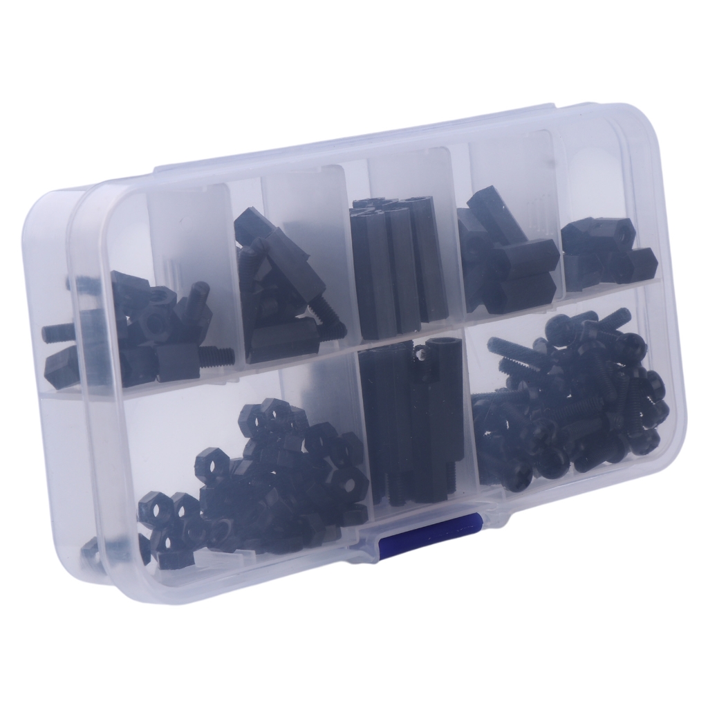 TIERPOP 160Pcs Nylon Black M-F Spacers Screw Nut Assortment Stand off ...