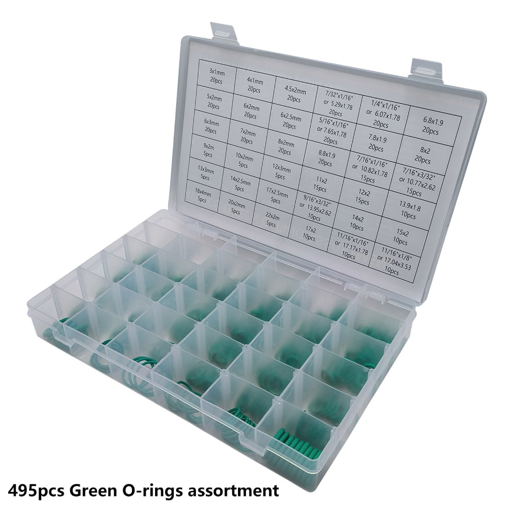 TIERPOP 495Pcs Sealing Gasket Green Rings Nitrile Rubber Seals Washer ...
