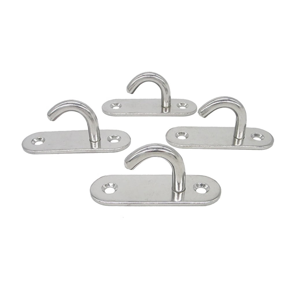 TIERPOP 4Pcs Stainless Steels Pad Eye Plate Hook Wall Mount Hanger Hook ...