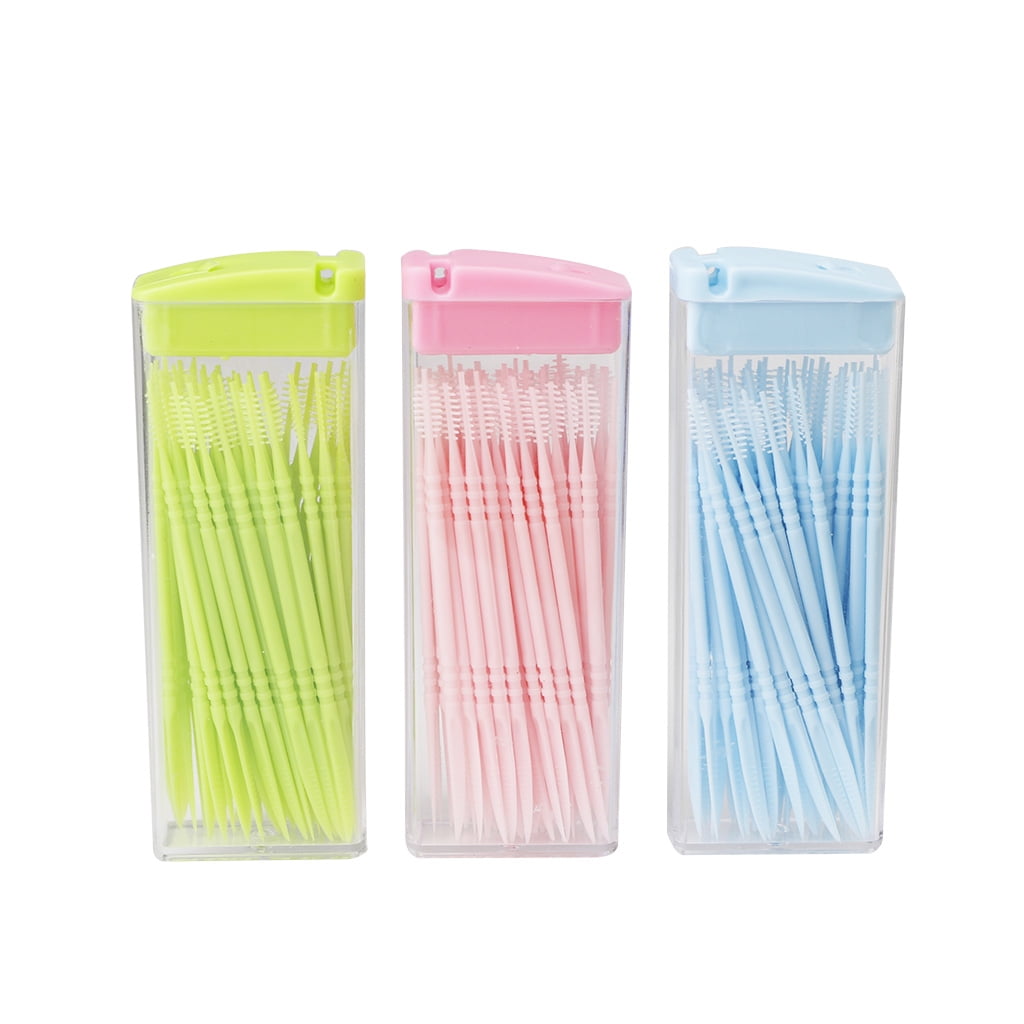 TIERPOP 50 pcs / box Double-headed Dental Brush Teeth Sticks Floss Pick ...