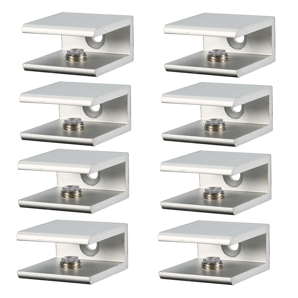 TIERPOP 8Pcs Glass Shelf Bracket Aluminum Alloys Square Glass Clamps ...