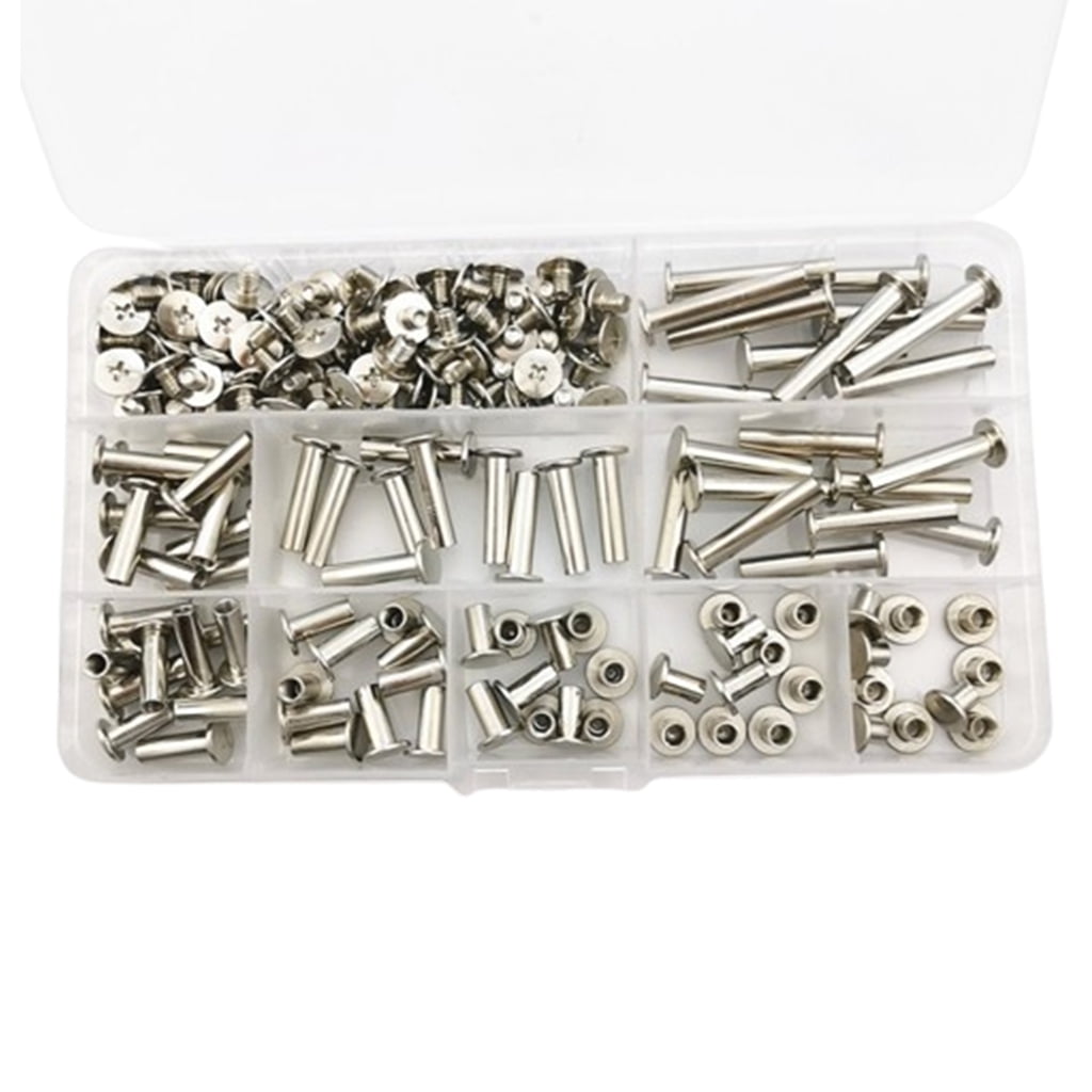 TIERPOP 90Sets Round Flat Head Screws Buttons Metal Studs Rivets ...