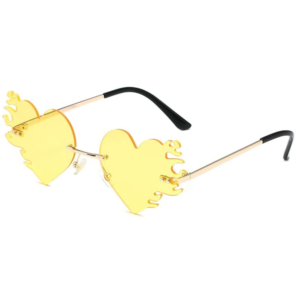 TIERPOP Frameless Flame Heart Sunglass Lightweight Trendy Shades for ...
