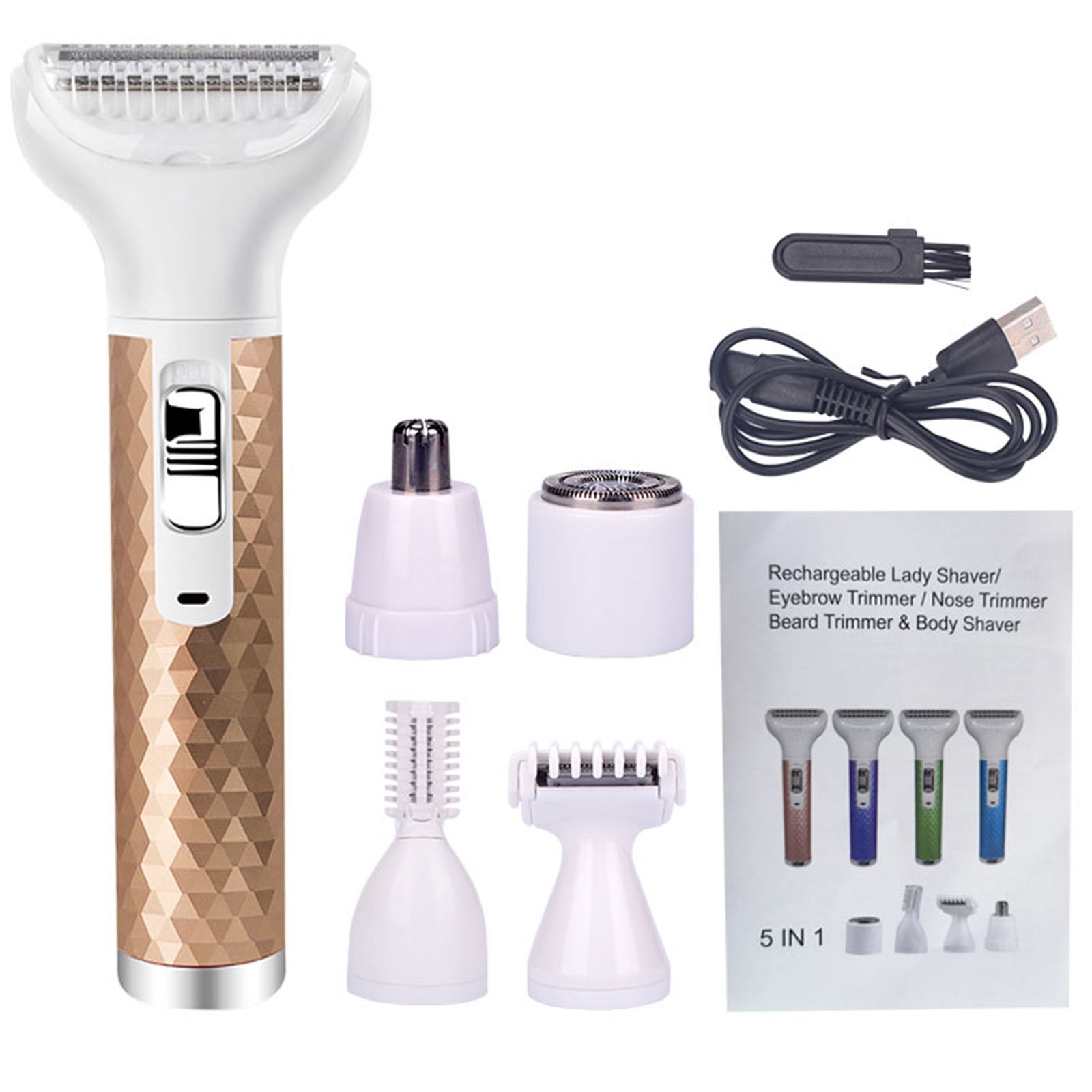 TIERPOP Hair Remover 5in1 Cordless Lady Shaver Electric Trimmer for ...