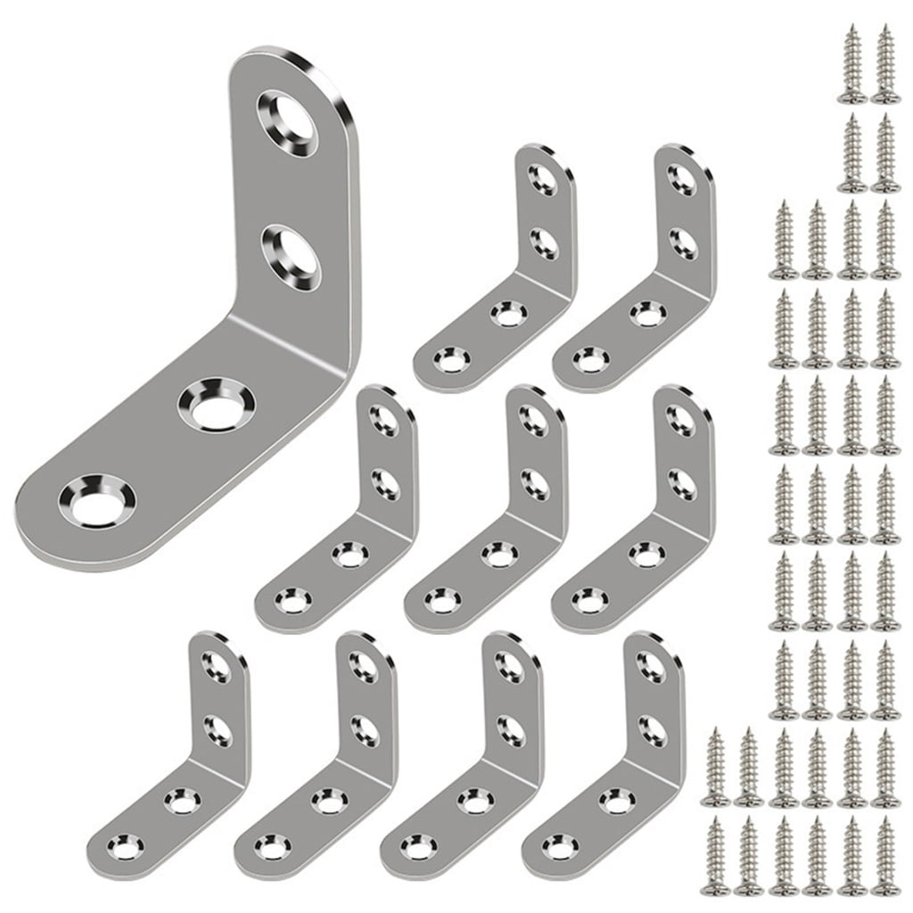 TIERPOP L Shaped Stainless Steel Brackets set Corner Brace Assortment ...