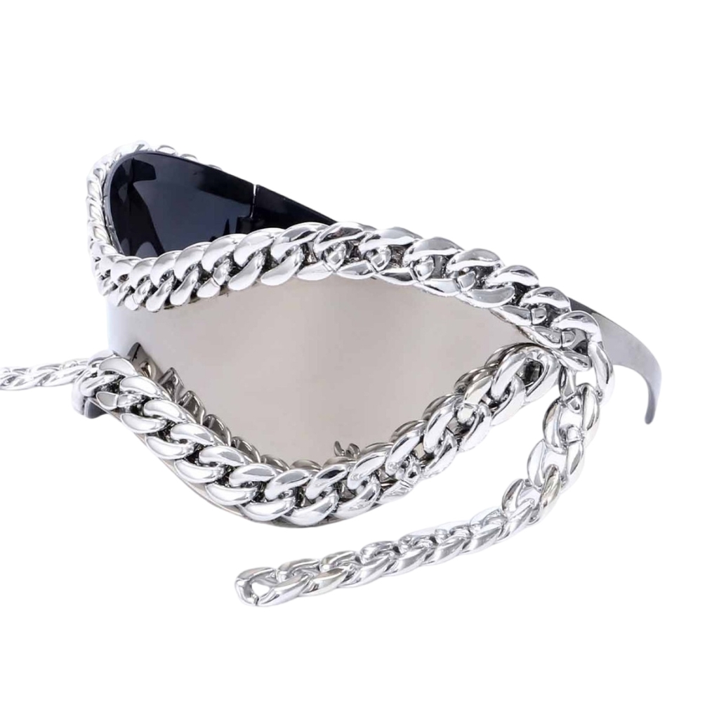 TIERPOP Modern Metal Chain Frame Sun Glasses UV400 Protections Eyewears ...