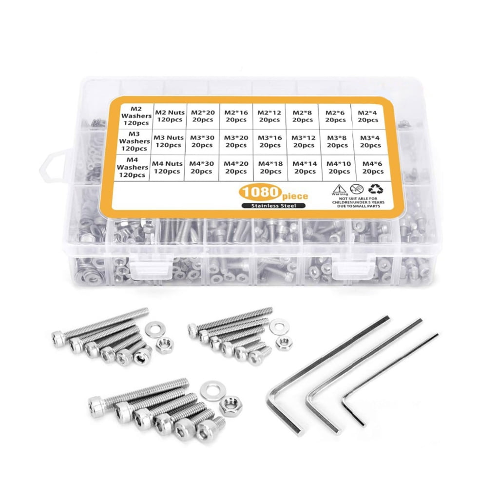 TIERPOP Professional 1080pcs Hexagonal Socket Head Caps Screws & Nut ...