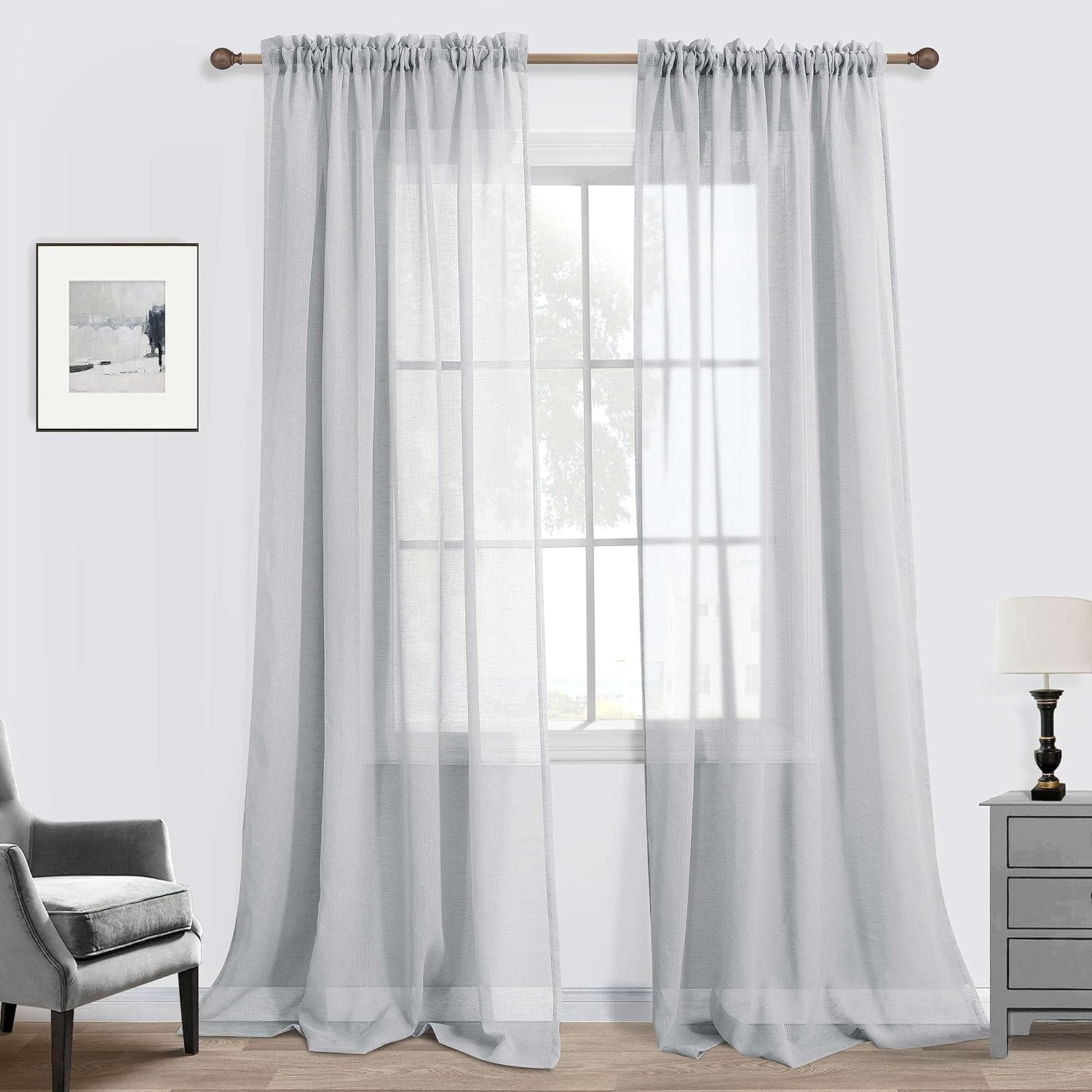 TIFEE 2 Piece Elegant Solid Sheer Window Curtain Panels Treatment ...