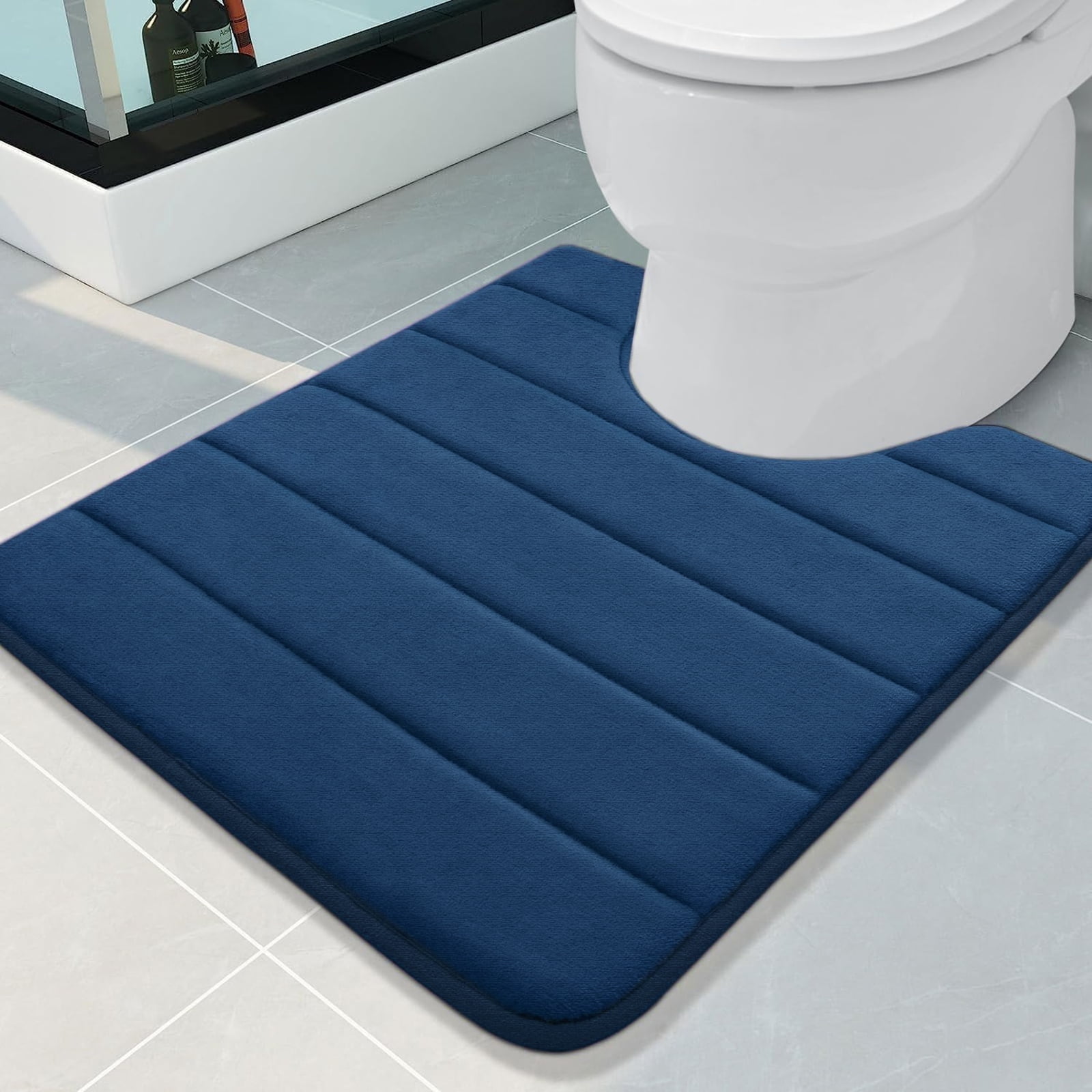 Debonair Memory Foam Bathroom rugs Toilet mats, U-Shaped Contour Carpet ...