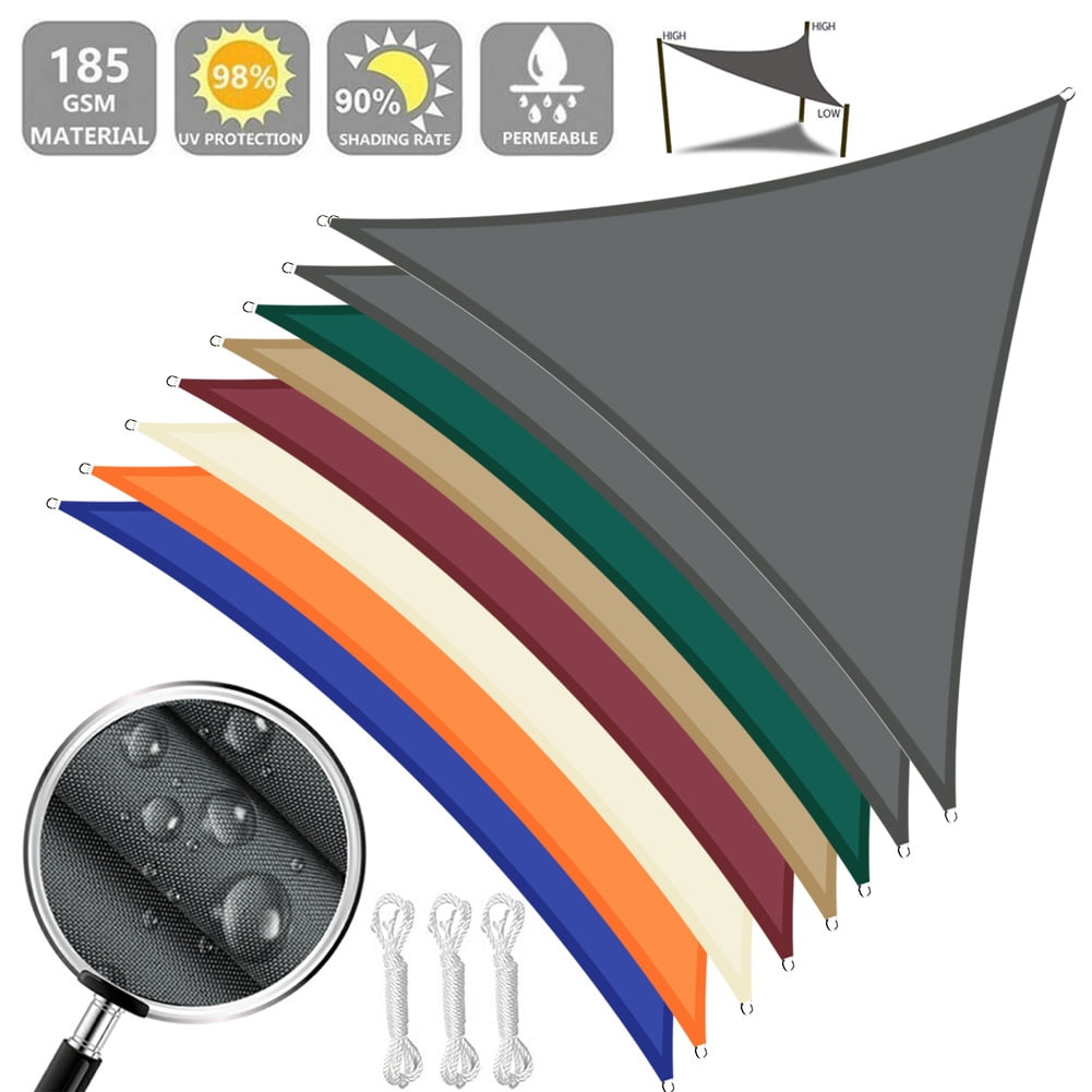 TIFEE Triangle Sun Shade Sail Curved 10'x10'x10' Dark Grey Canopy Sails ...