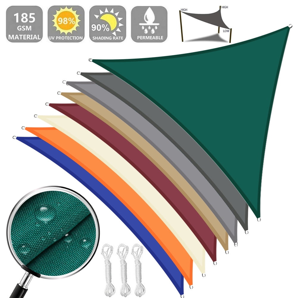 TIFEE Triangle Sun Shade Sail Curved 6.5'x6.5'x6.5' Green Canopy Sails ...