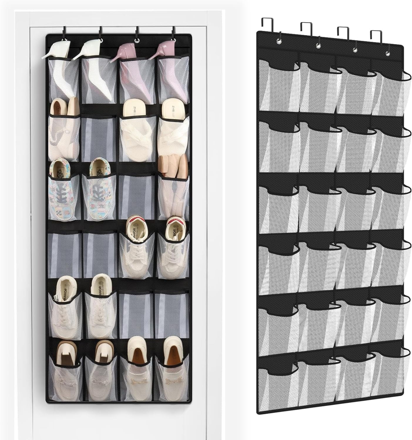 TIFOR 24 Large Pockets Over Door Shoe Organizer, Mesh Hanging Shoe ...