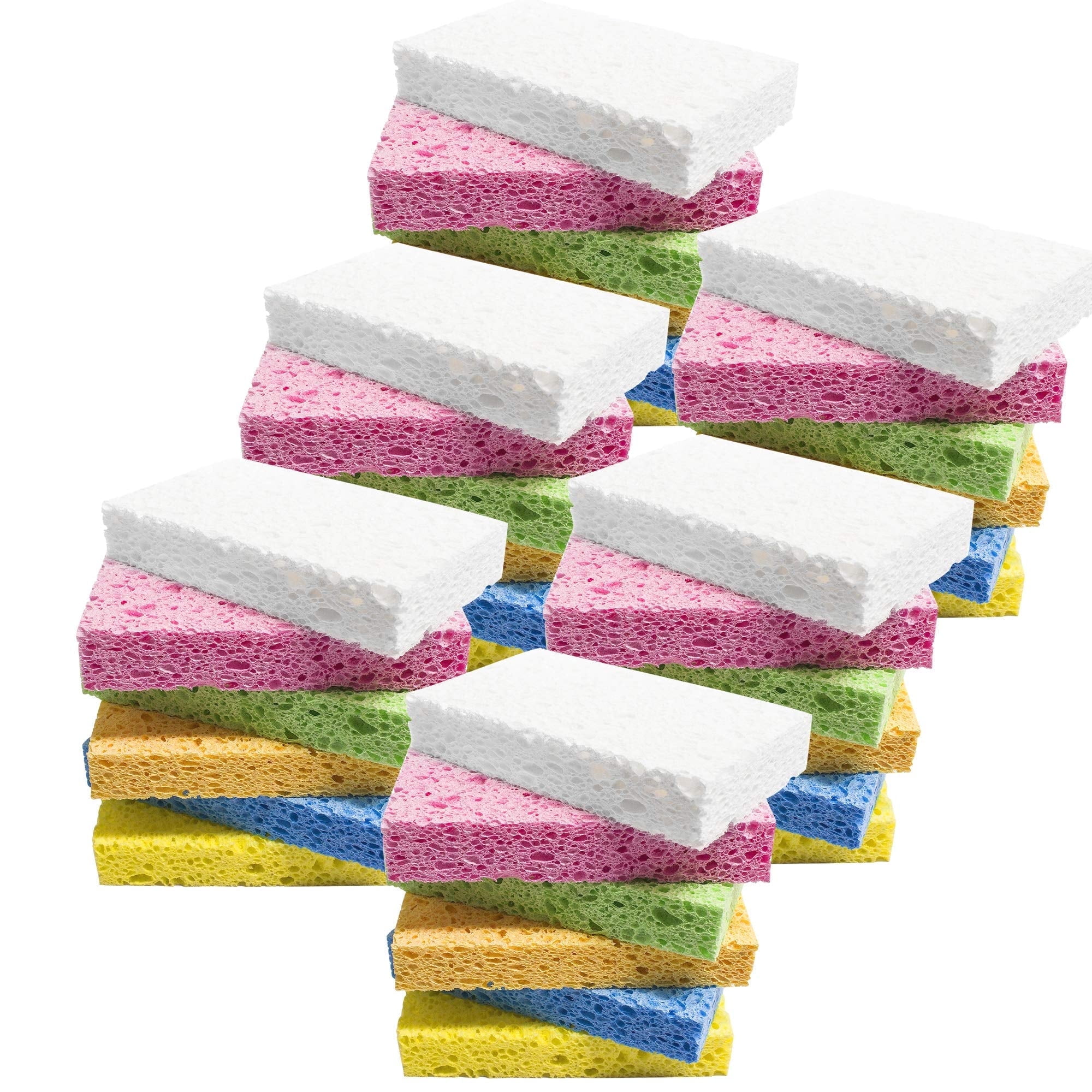TIFOR 24-Pack Compressed Natural Wood Pulp Kitchen Sponges, Scratch ...